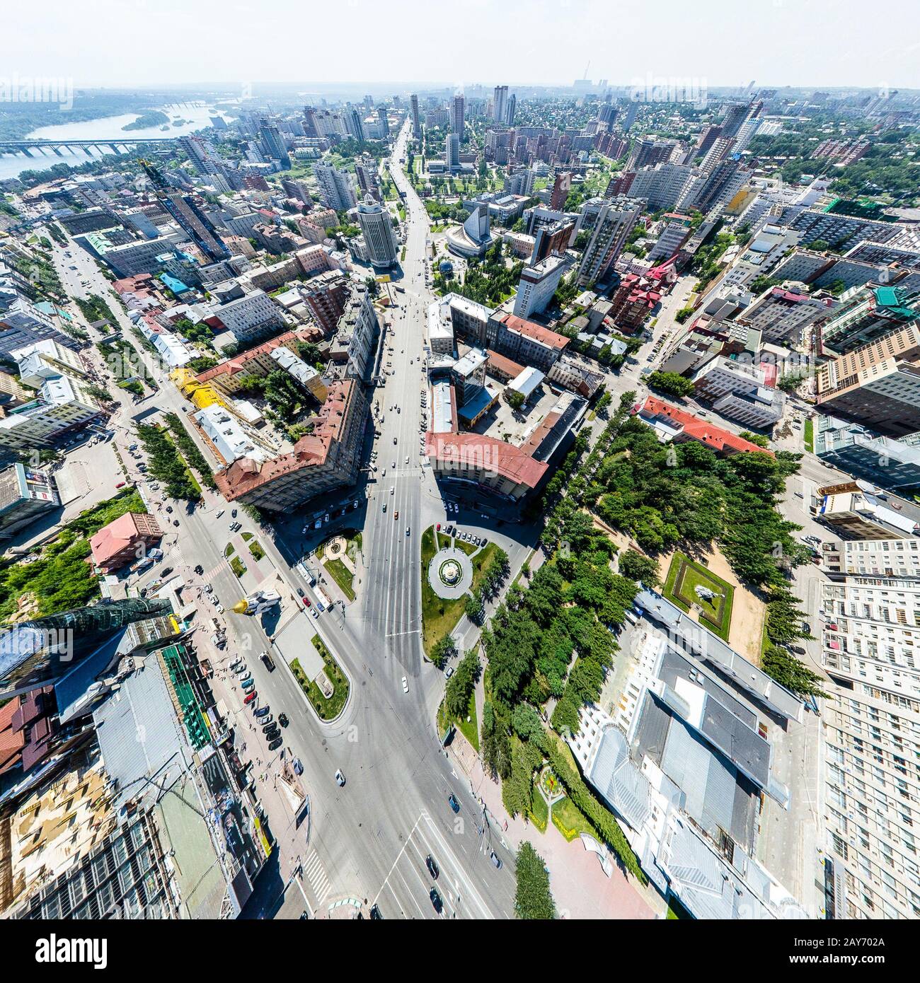 Aerial city view with roads, houses and buildings Stock Photo - Alamy