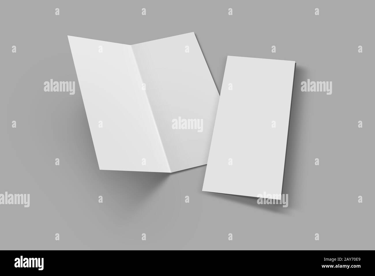 Square half fold blank opened and closed 3D illustration leaflet ...