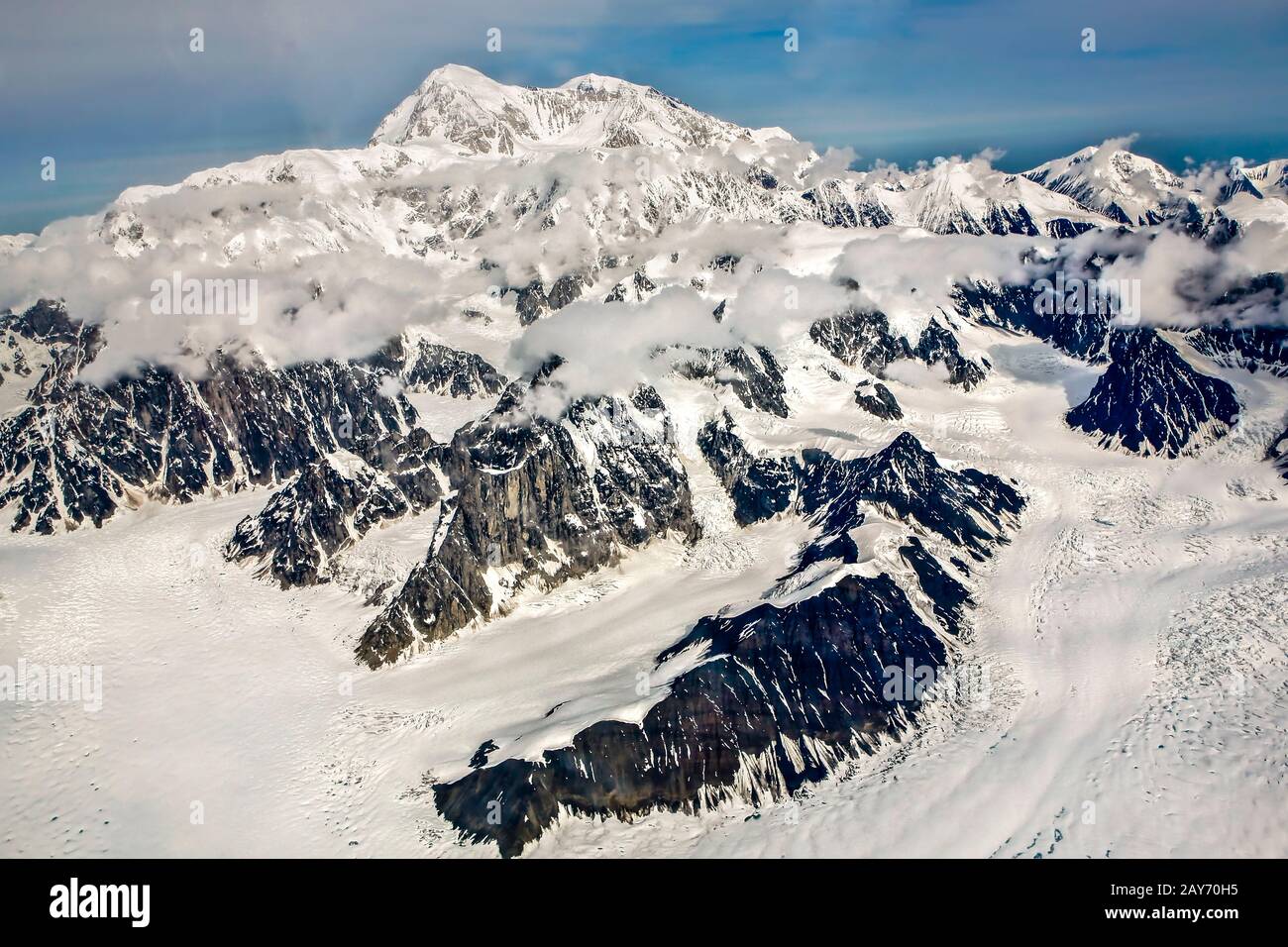 Denali/Mt. McKinley and glaciers in Denali National Park, AK Stock ...