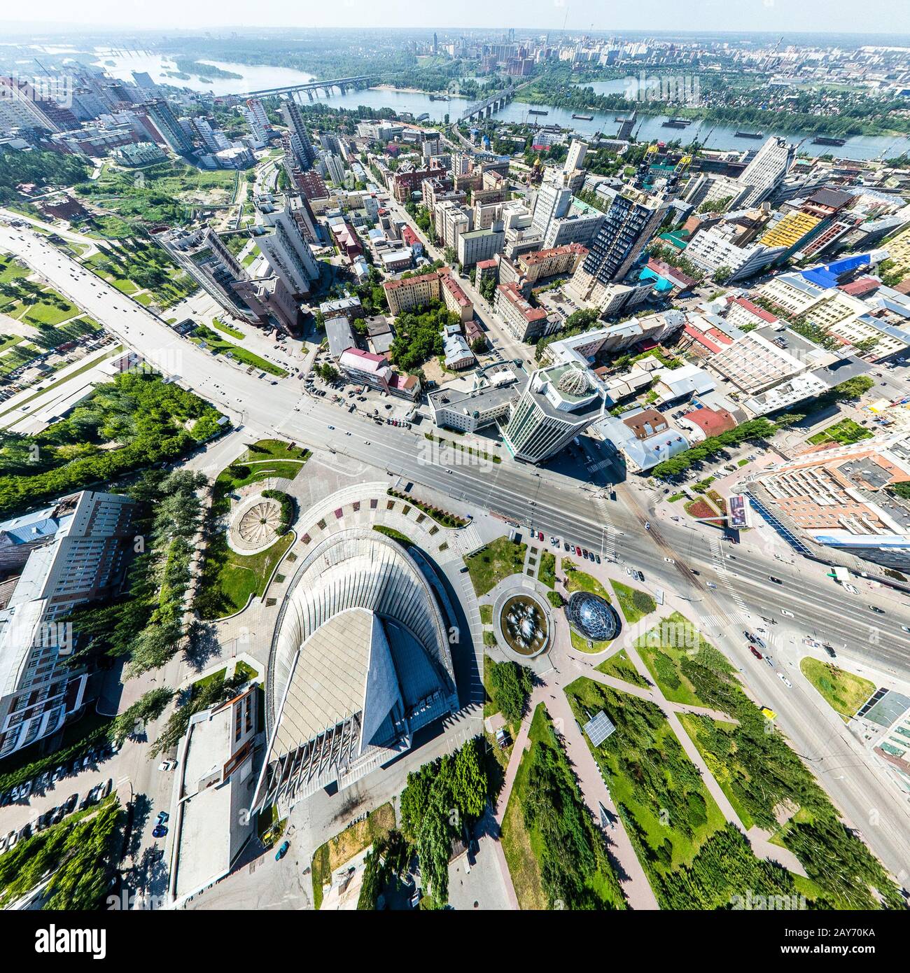 Aerial city view with roads, houses and buildings Stock Photo - Alamy