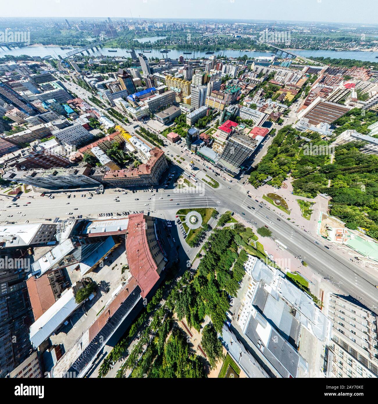 Aerial city view with roads, houses and buildings Stock Photo - Alamy