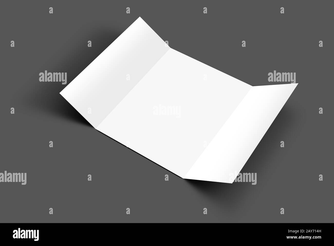 3D Double gate fold vertical opened brochure mock up isolated on dark ...