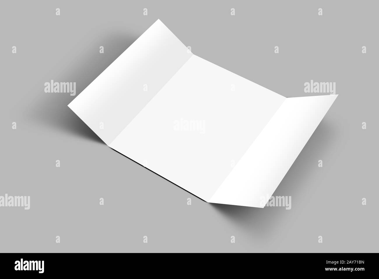 3D Double gate fold vertical opened brochure mock up isolated on light ...