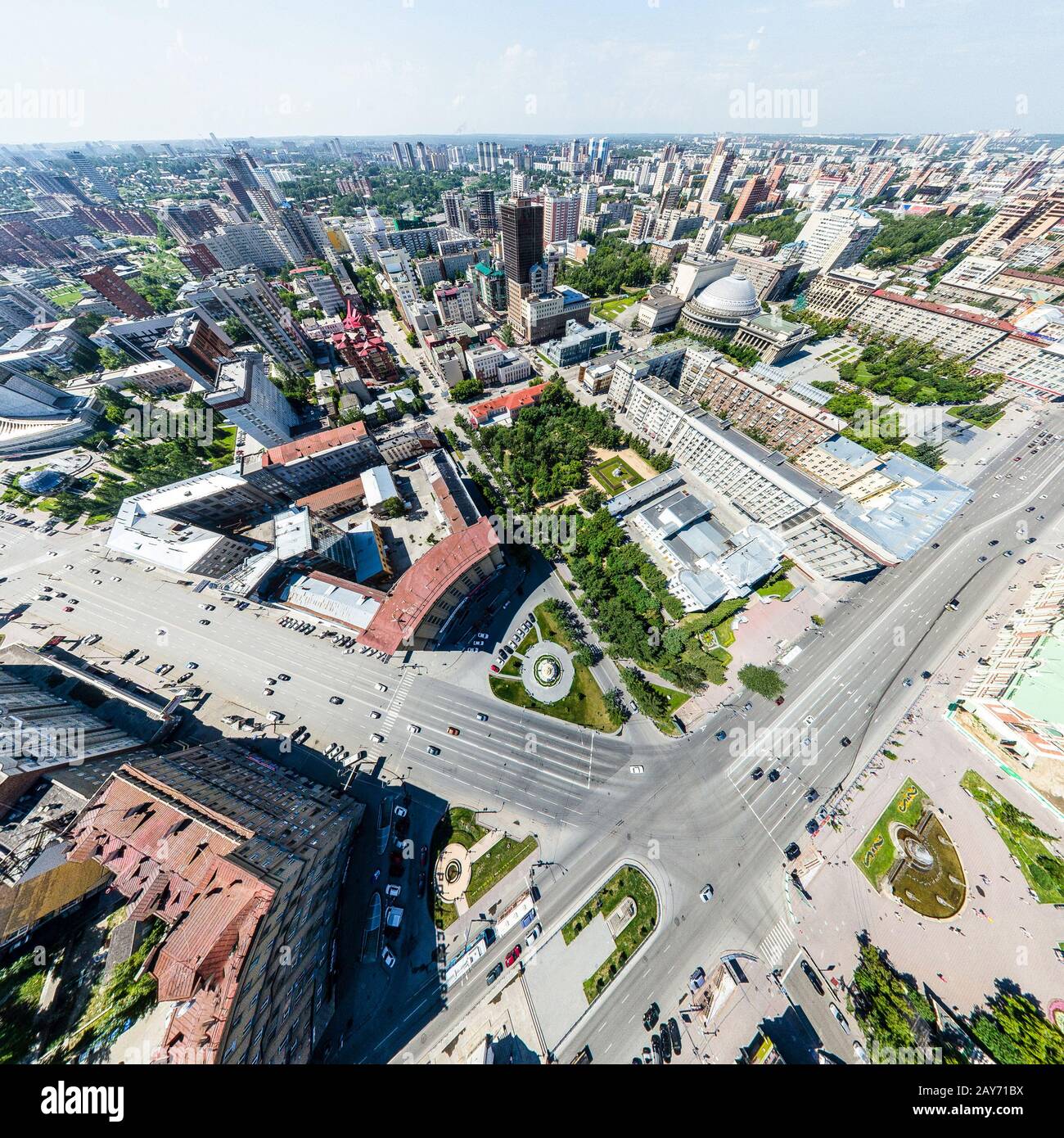 Aerial city view with roads, houses and buildings Stock Photo - Alamy