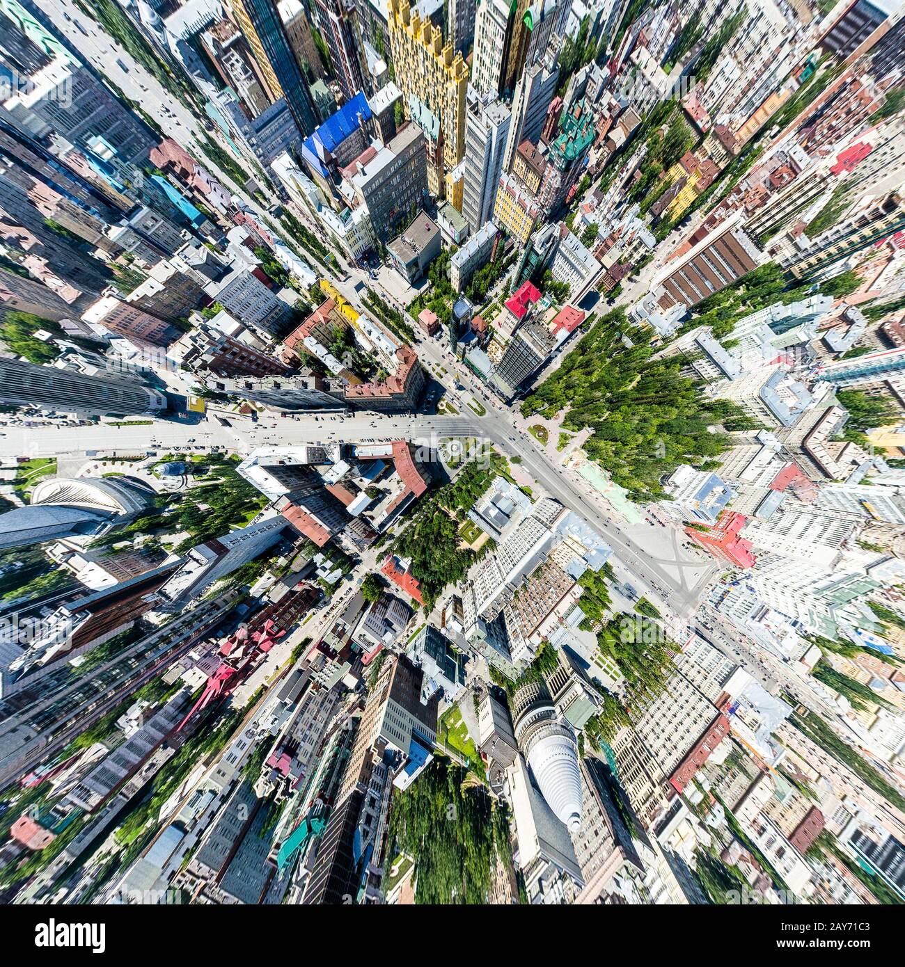 Aerial city view with roads, houses and buildings Stock Photo - Alamy