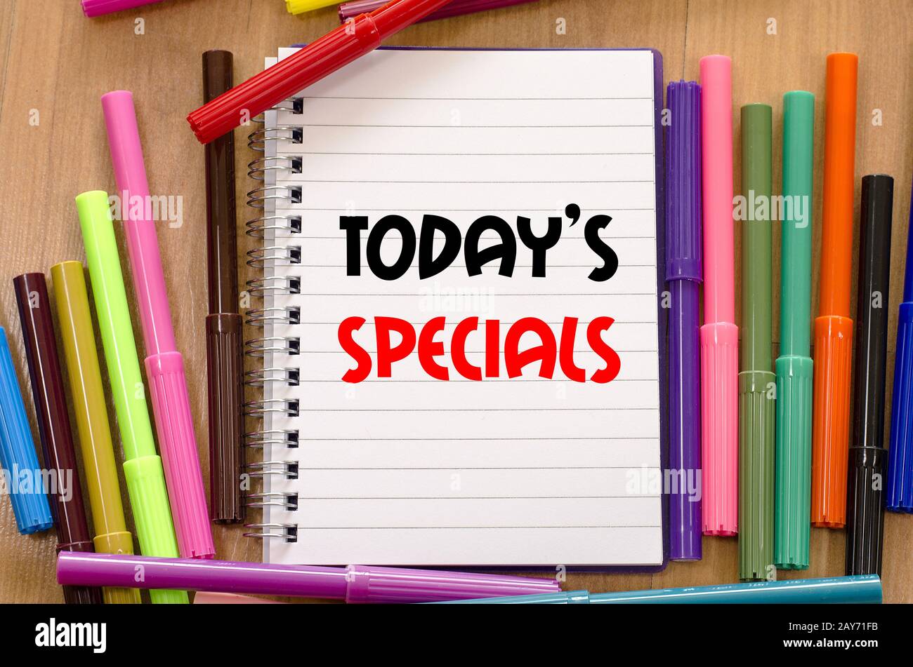 Today's specials text concept Stock Photo - Alamy