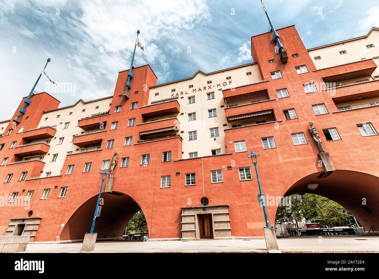 19 July 2019, Vienna, Austria: Karl Marx Hof building is the longest ...