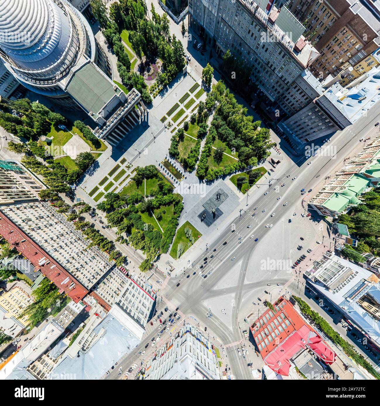 Aerial city view with roads, houses and buildings Stock Photo - Alamy