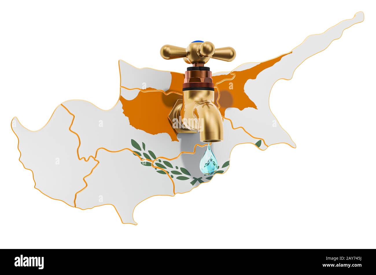 Water resources, drinking water of Cyprus concept, 3D rendering on ...