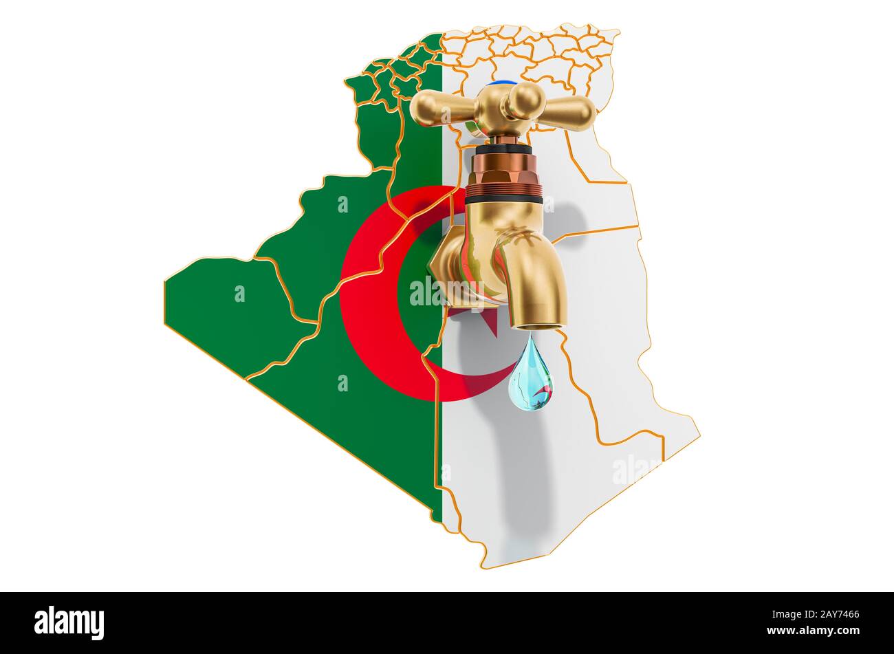 Water resources, drinking water of Algeria concept, 3D rendering on ...