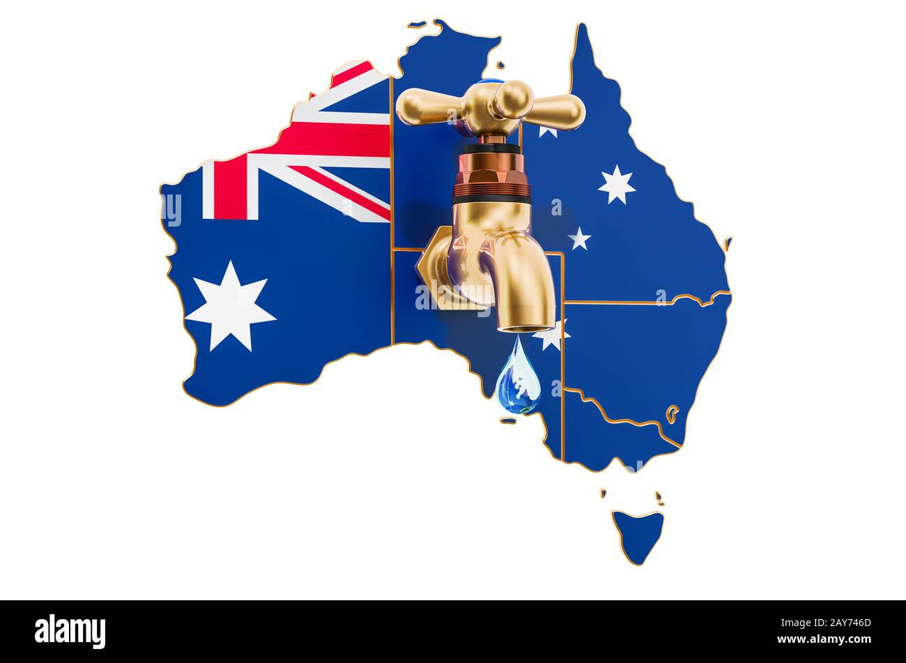 Water resources, drinking water of Australia concept, 3D rendering on ...