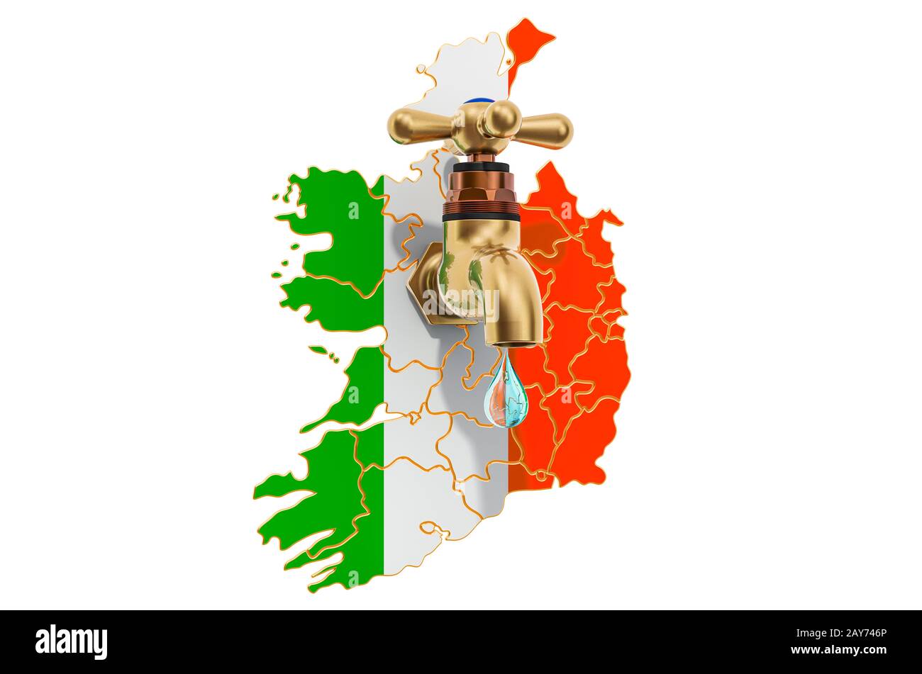 Water resources, drinking water of Ireland concept, 3D rendering on ...