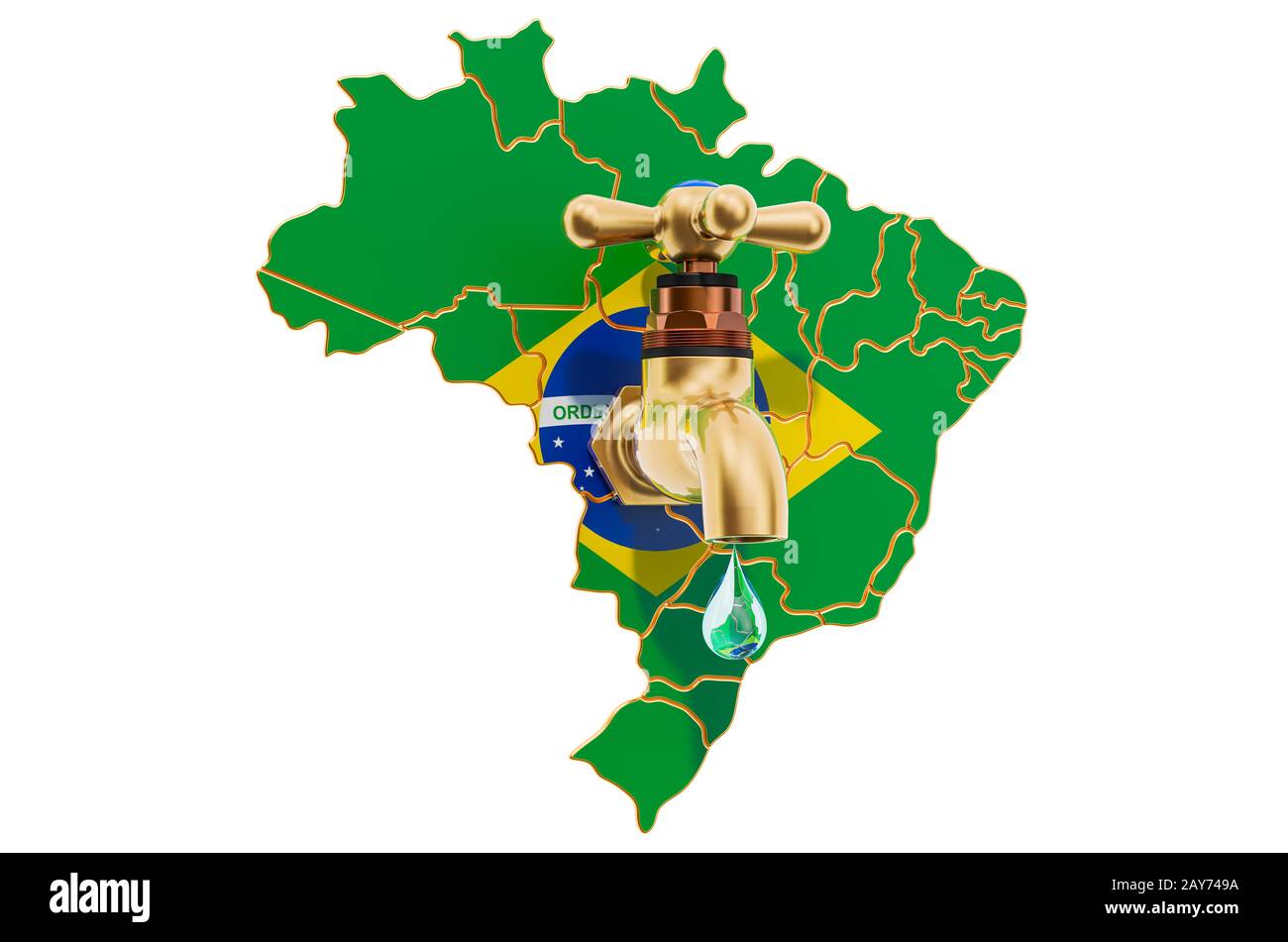 Water resources, drinking water of Brazil concept, 3D rendering on ...