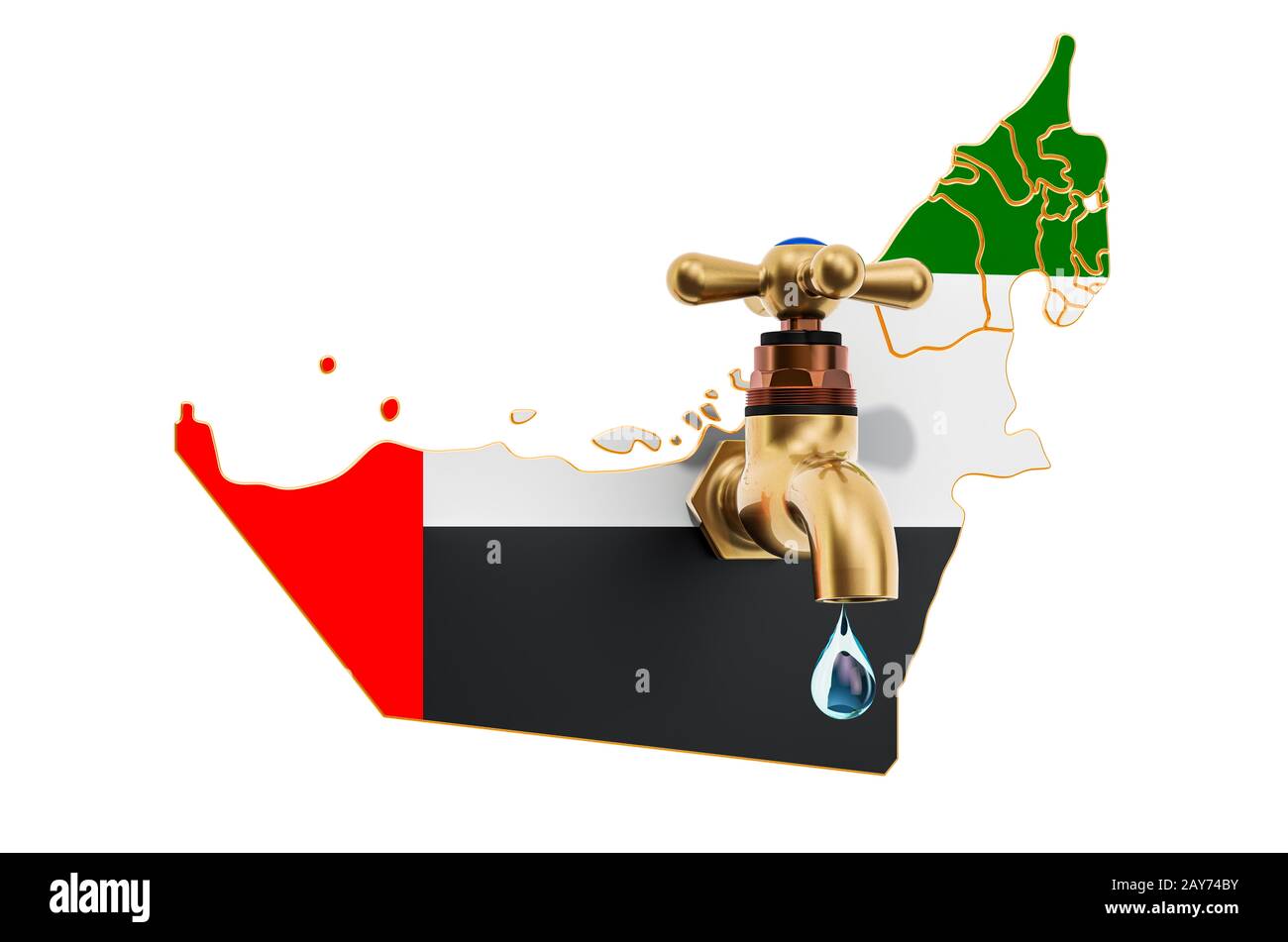 Water resources, drinking water of the United Arab Emirates concept, 3D ...