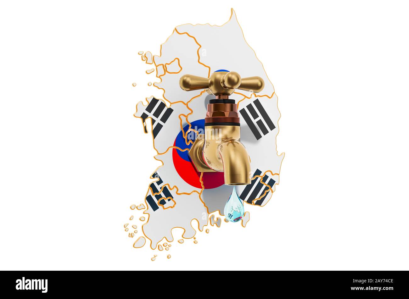 Water resources, drinking water of South Korea concept, 3D rendering on ...