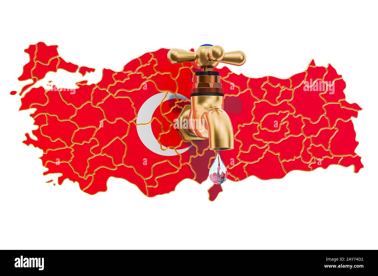 Water resources, drinking water of Turkey concept, 3D rendering on ...