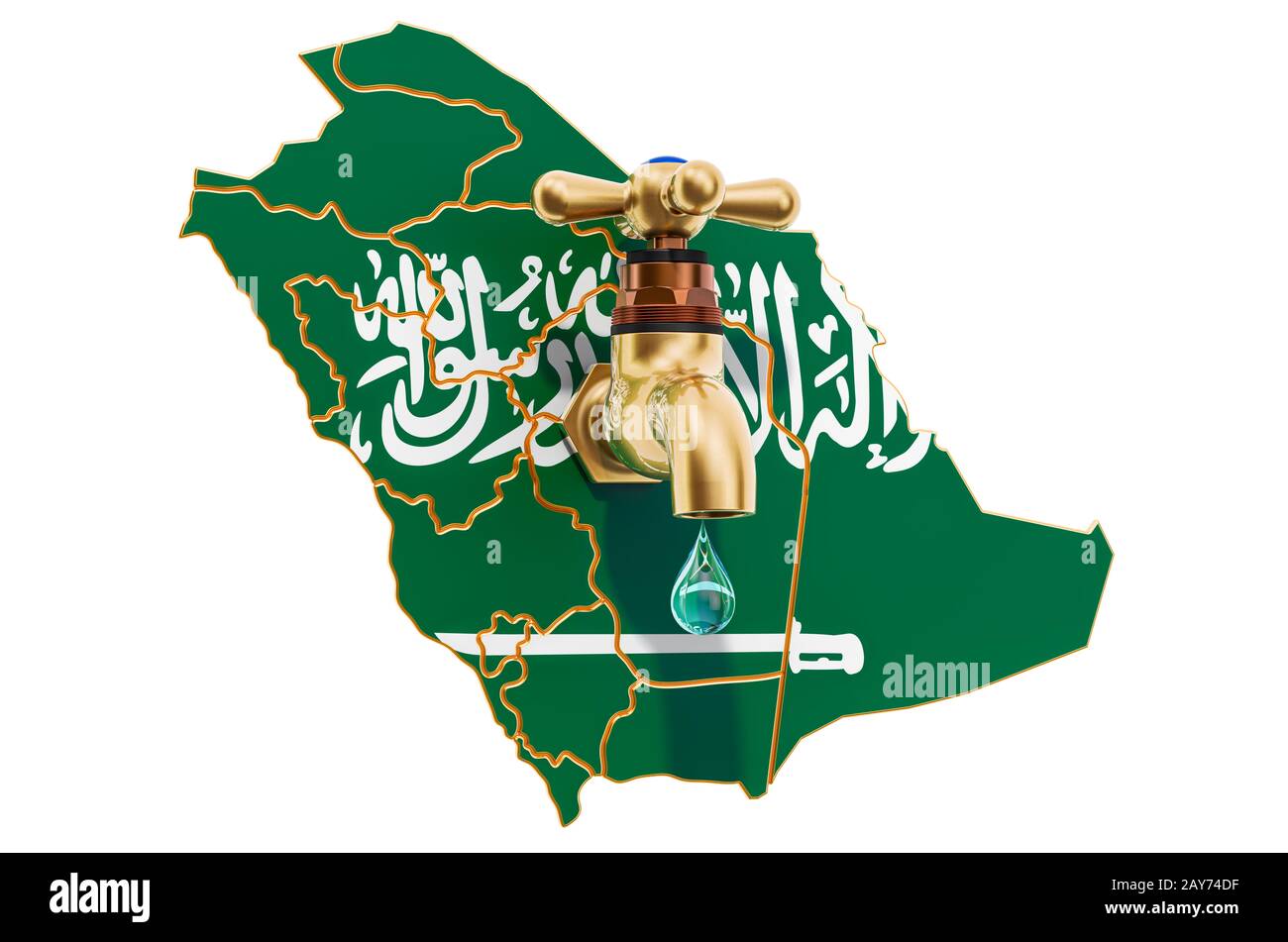 Water resources, drinking water of Saudi Arabia concept, 3D rendering ...