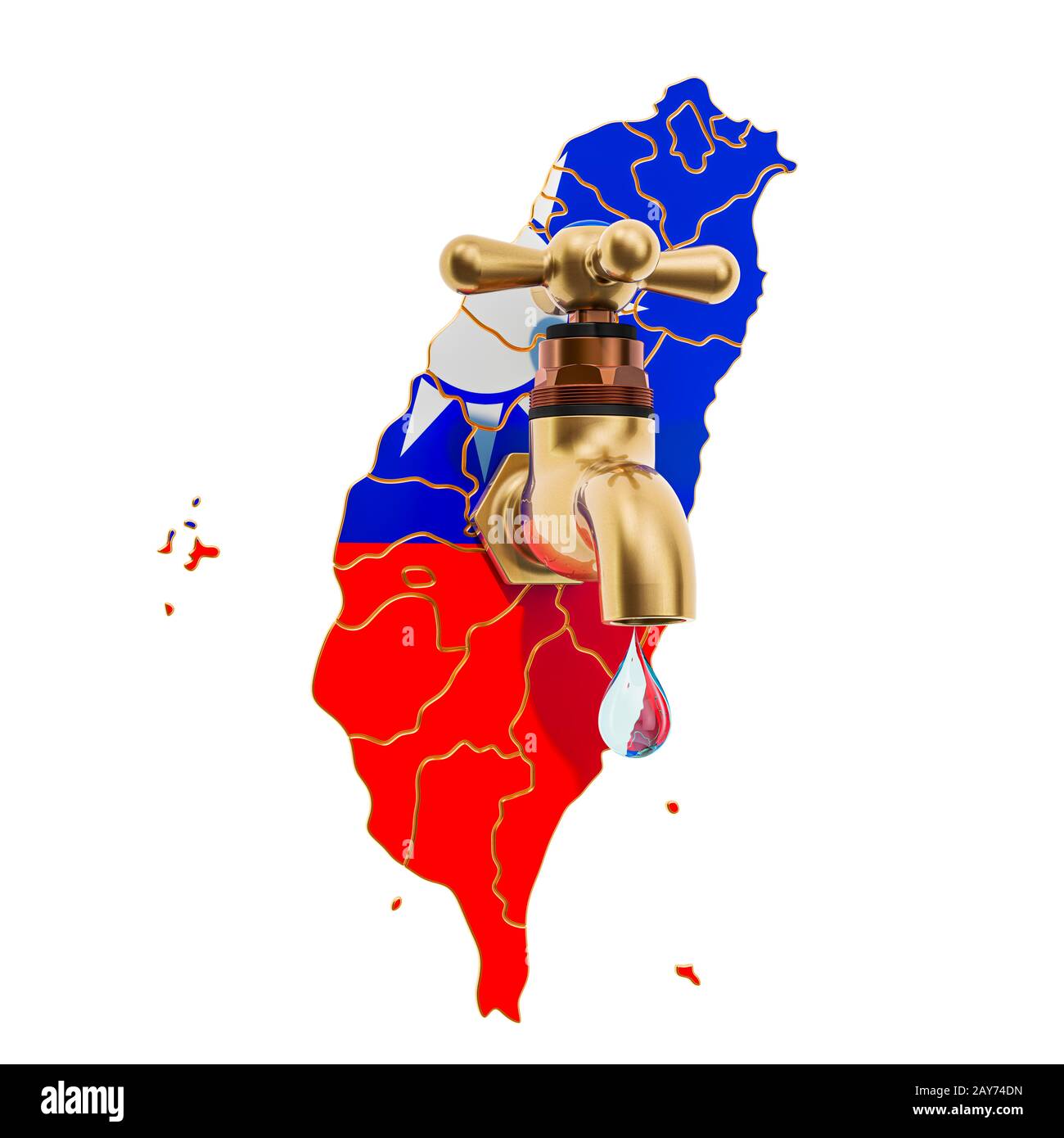 Water resources, drinking water of Taiwan concept, 3D rendering on ...