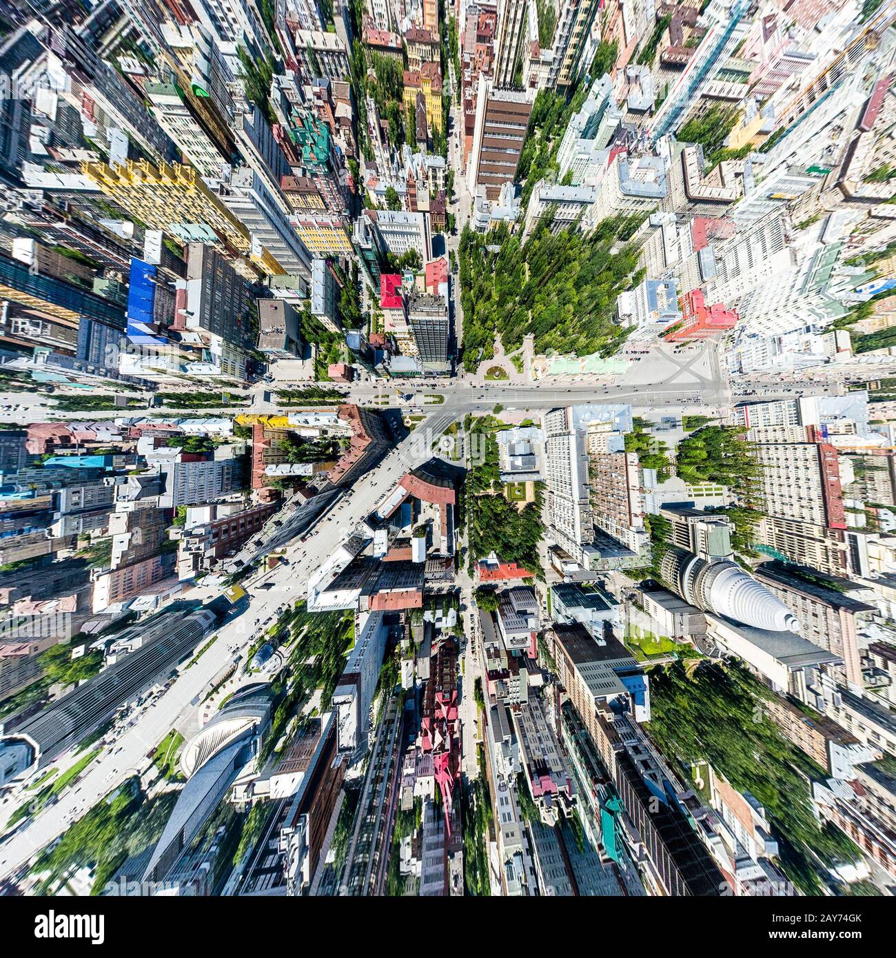 Aerial city view with roads, houses and buildings Stock Photo - Alamy