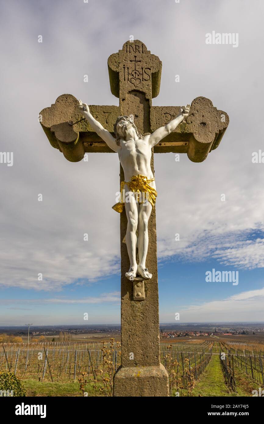 Christ cross in the vineyard Stock Photo - Alamy