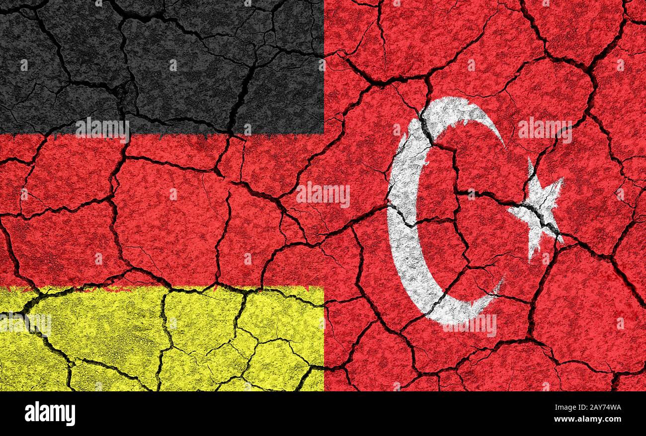 Germany Flag and Turkey Flag on a white stone wall edited Stock Photo ...