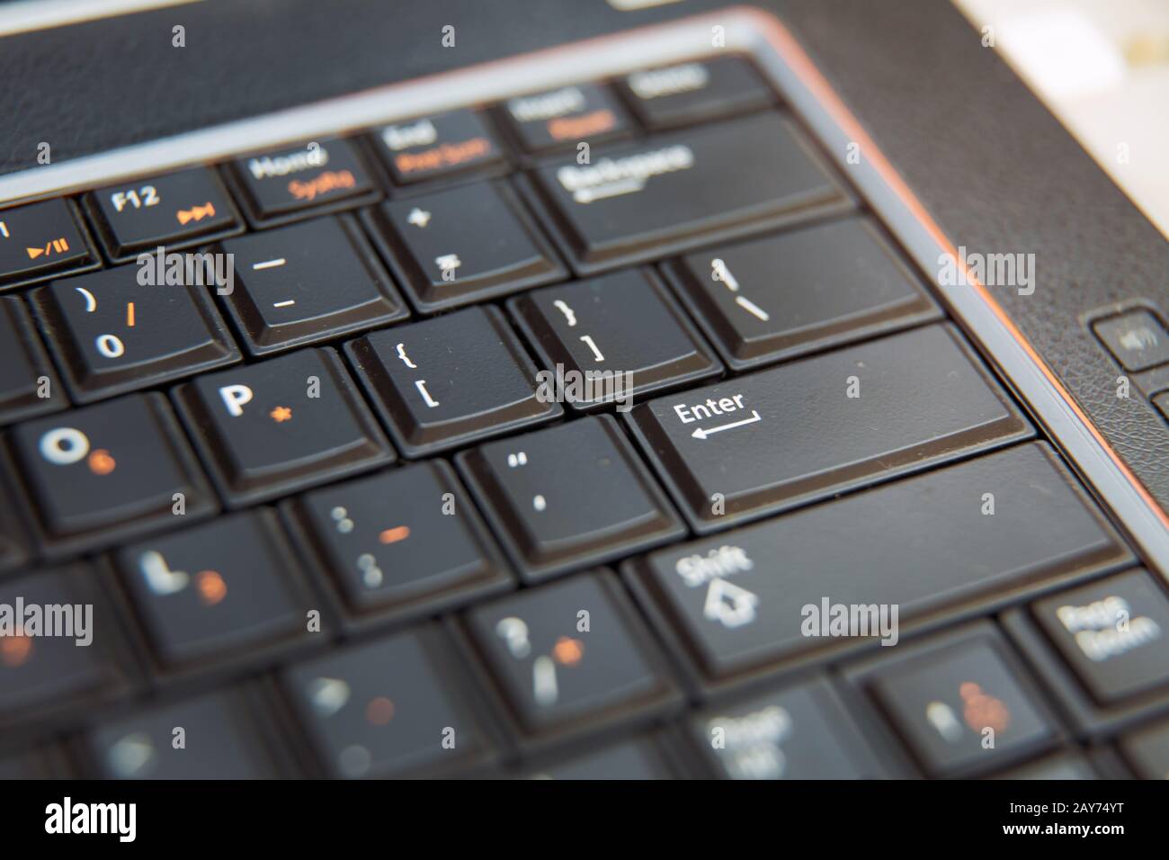 Black and white focus on windows keyboard . Notebook keyboard . Close ...