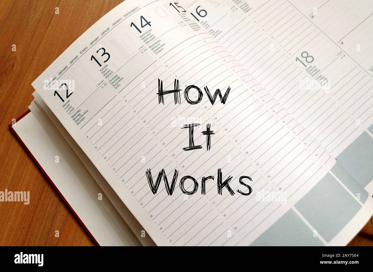 How it works concept on notebook Stock Photo - Alamy