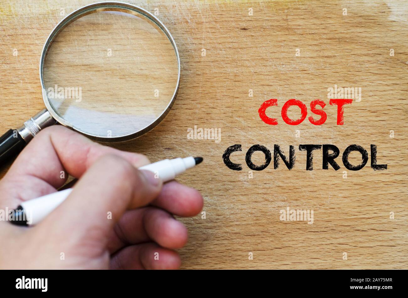 Cost control text concept Stock Photo - Alamy