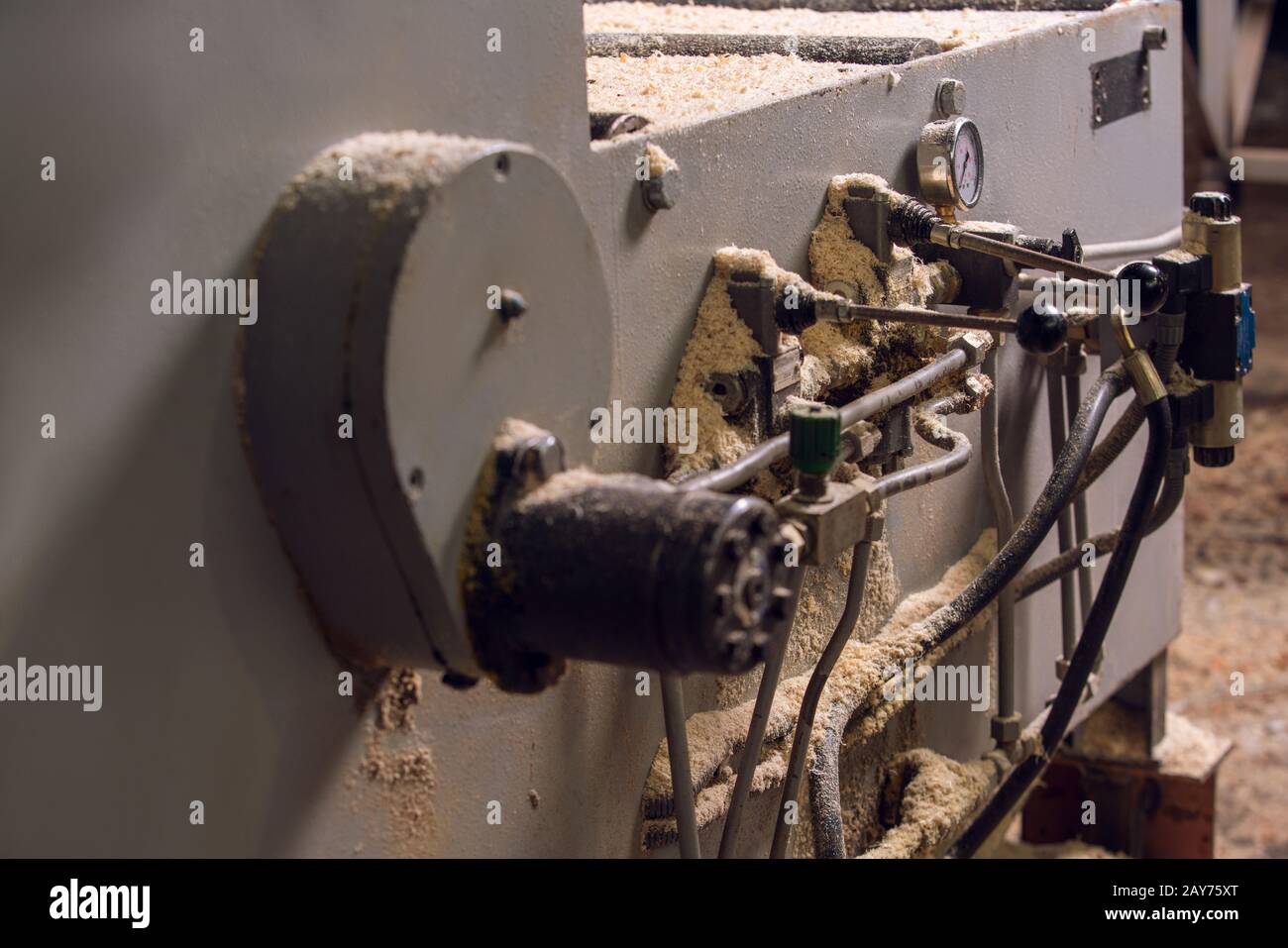 View of cutting machinery in operating position Stock Photo - Alamy