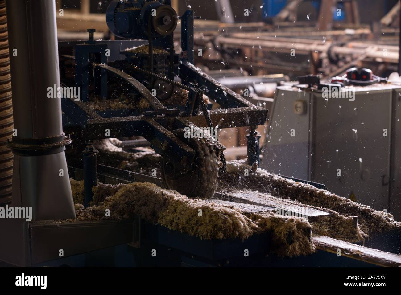 View of cutting machinery in operating position Stock Photo - Alamy