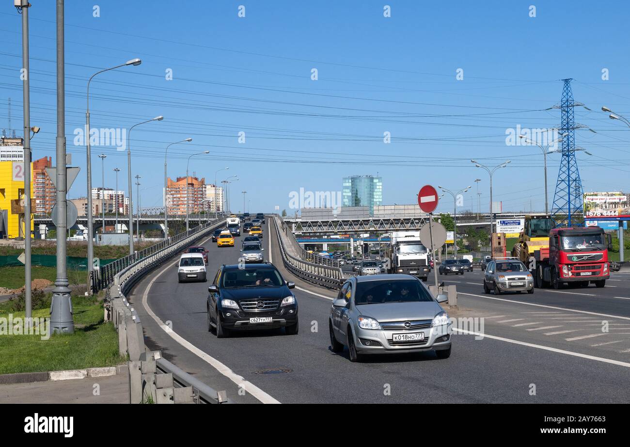Moscow, Russia - May 10. 2018. Traffic on the Moscow Ring Road West ...