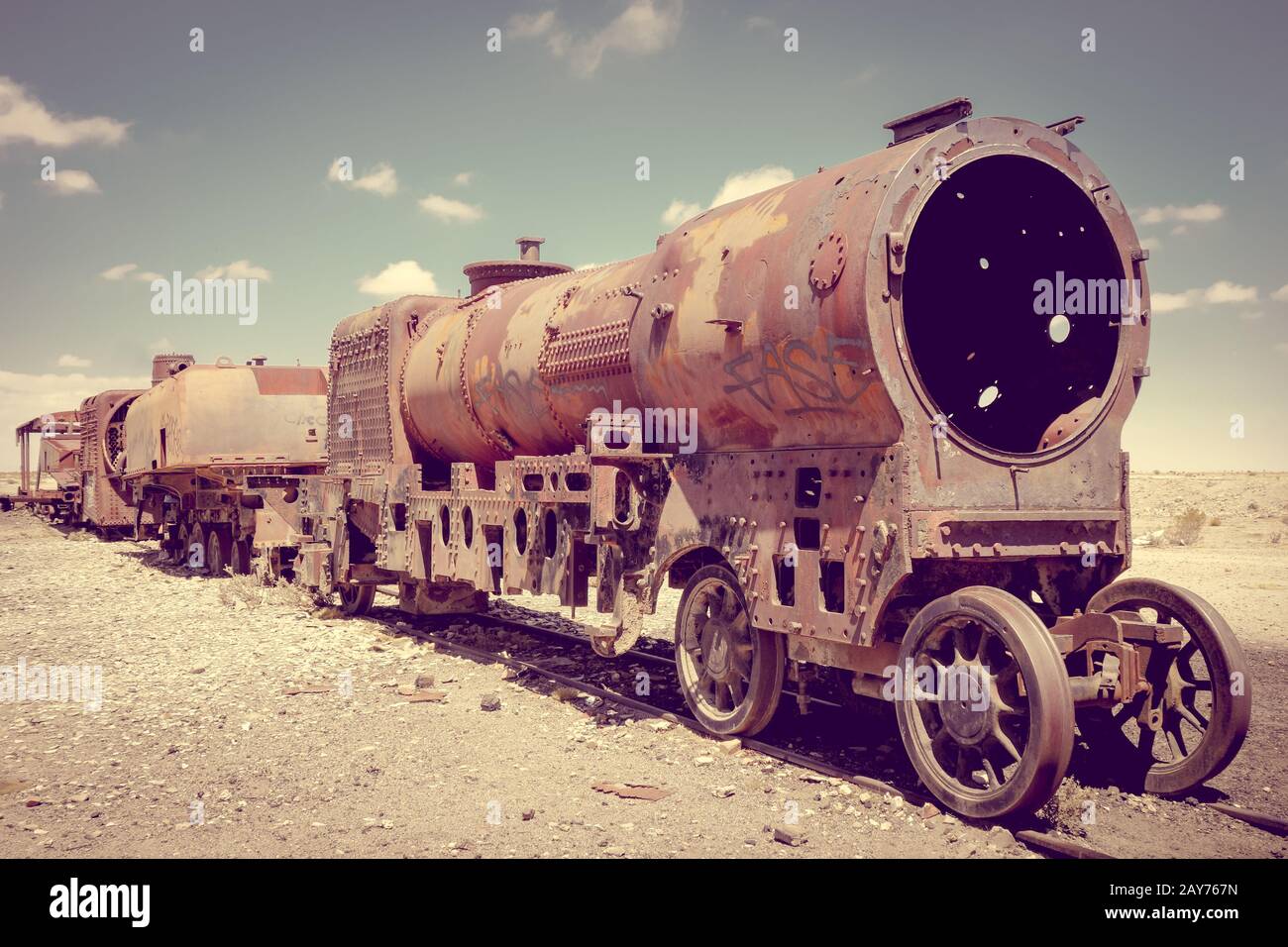 Train cemetery in Uyuni, Bolivia Stock Photo - Alamy