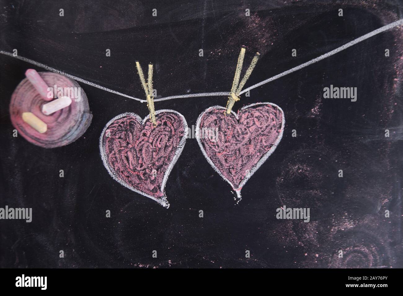 Hearts drawn with chalk Stock Photo - Alamy