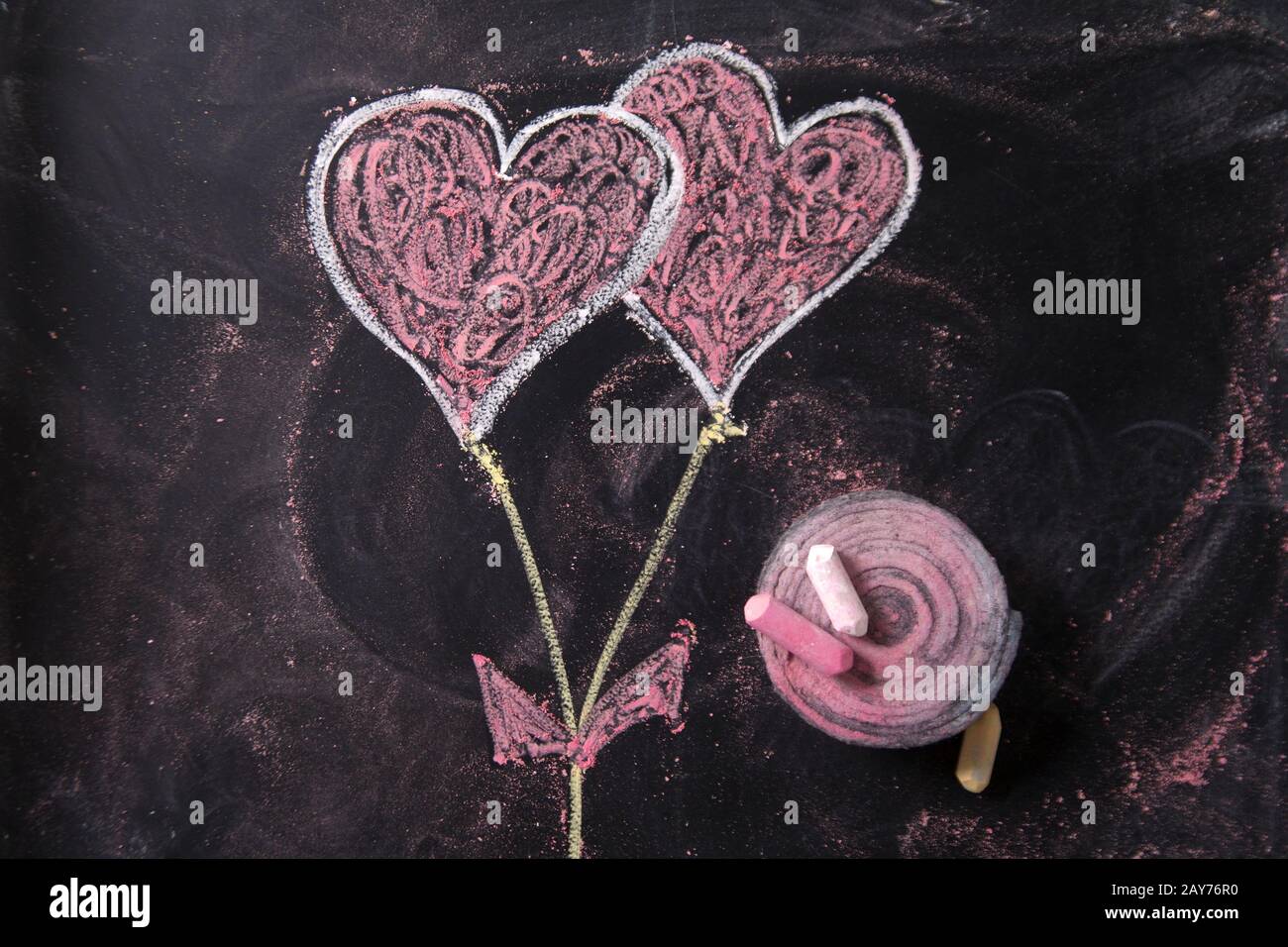 Hearts drawn with chalk Stock Photo - Alamy