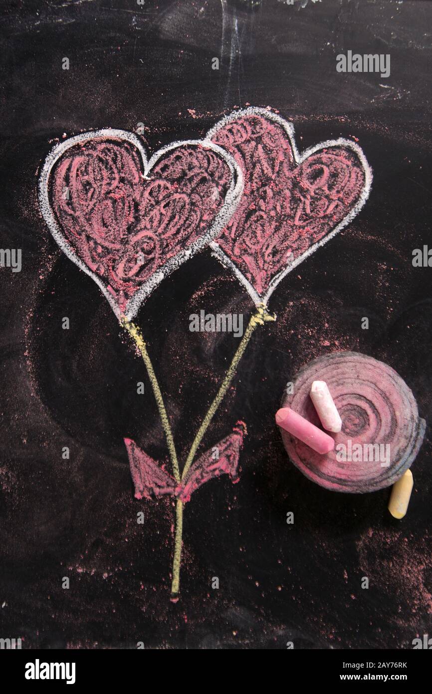 Hearts drawn with chalk Stock Photo - Alamy