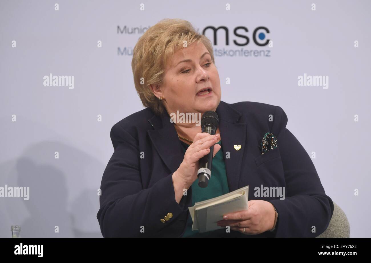 Munich, Germany. 14th Feb, 2020. Erna Solberg, Prime Minister of Norway ...