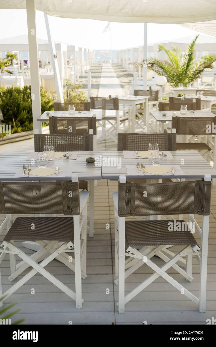 Small restaurant on the beach Stock Photo - Alamy