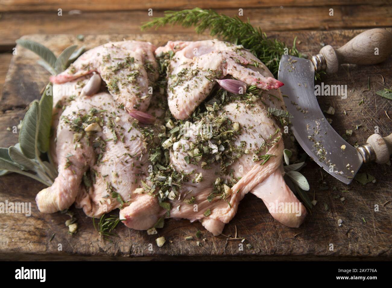 Preparation of a chicken Stock Photo - Alamy