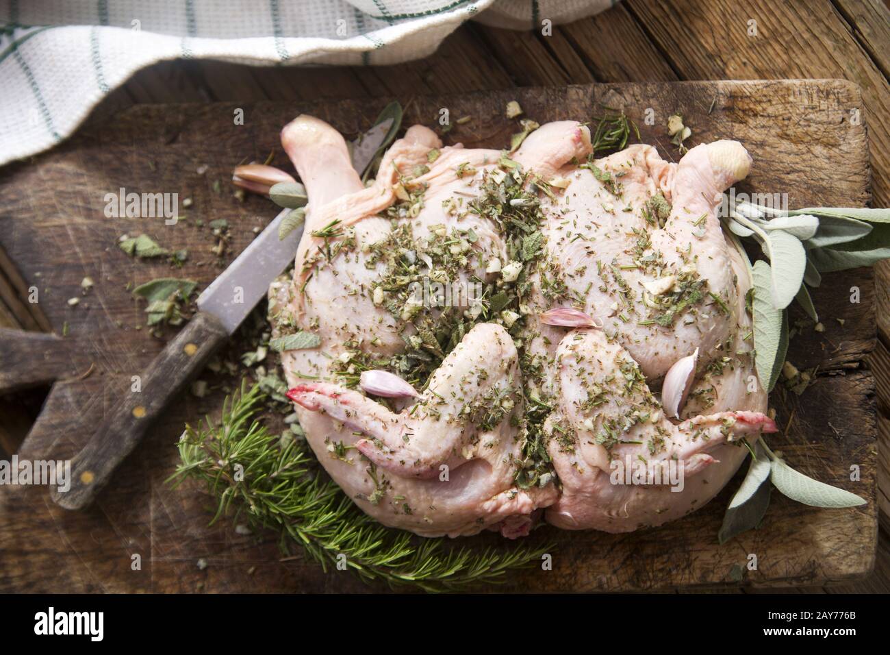Preparation of a chicken Stock Photo - Alamy