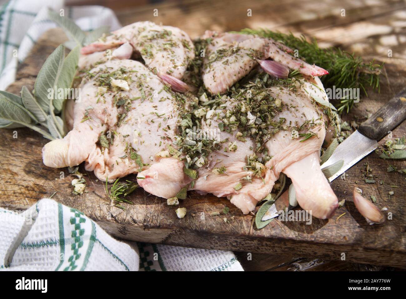 Preparation of a chicken Stock Photo - Alamy