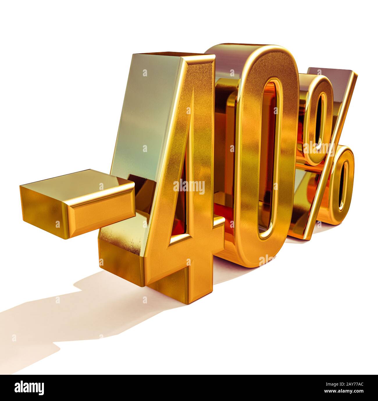 Gold -40%, Minus Forty Percent Discount Sign Stock Photo - Alamy
