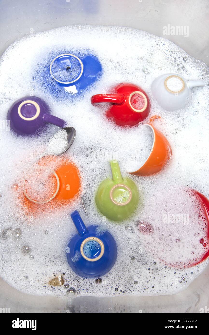 Coffee cups from wash Stock Photo - Alamy