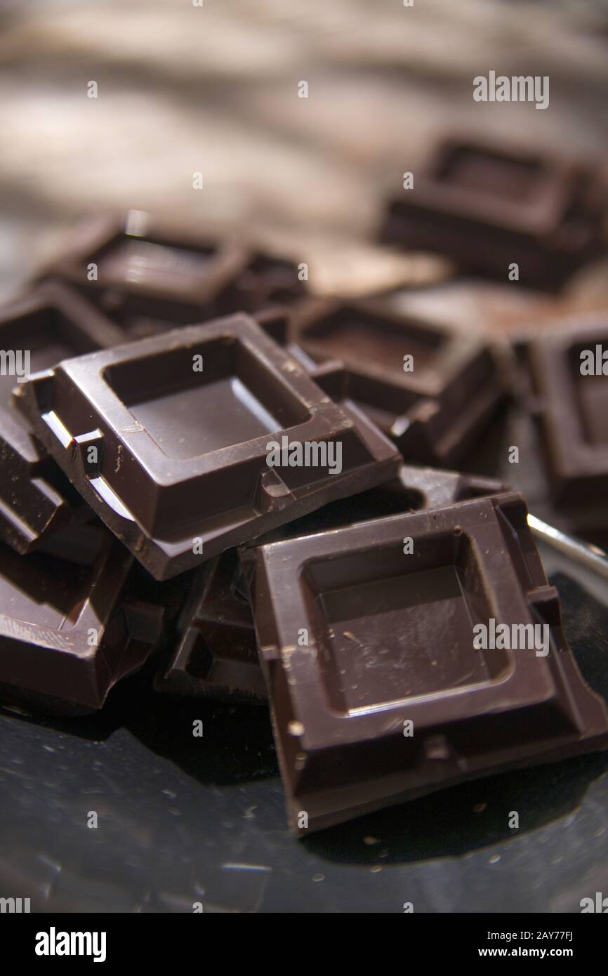 Cubes of dark chocolate Stock Photo - Alamy