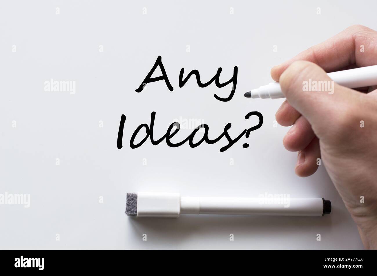 Any ideas written on whiteboard Stock Photo - Alamy