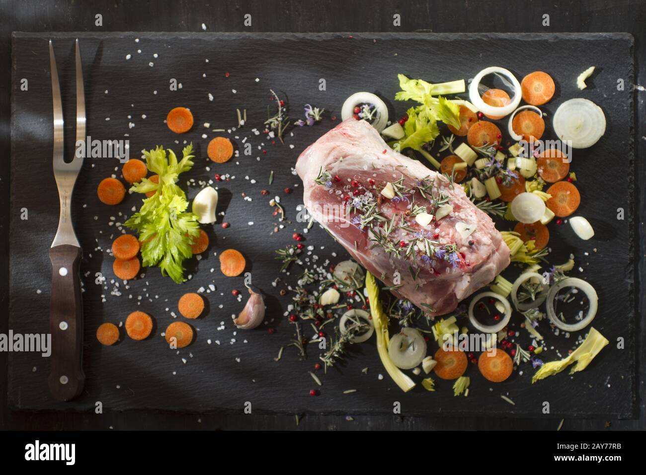 Shin raw pork Stock Photo - Alamy