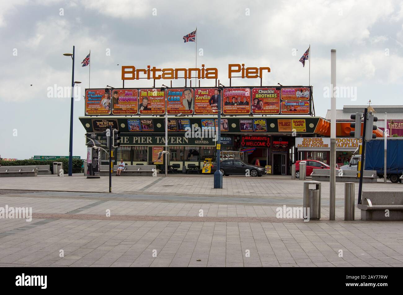 Pier show entrance on a bleak day Stock Photo - Alamy
