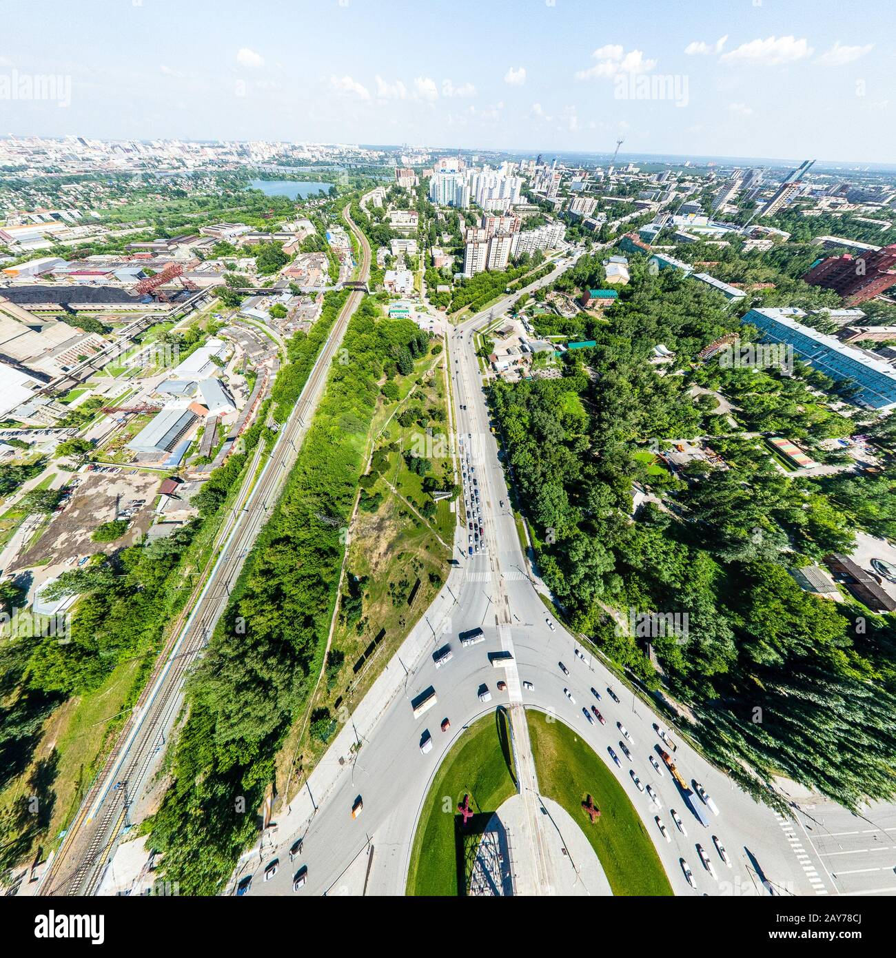 Aerial city view with roads, houses and buildings Stock Photo - Alamy