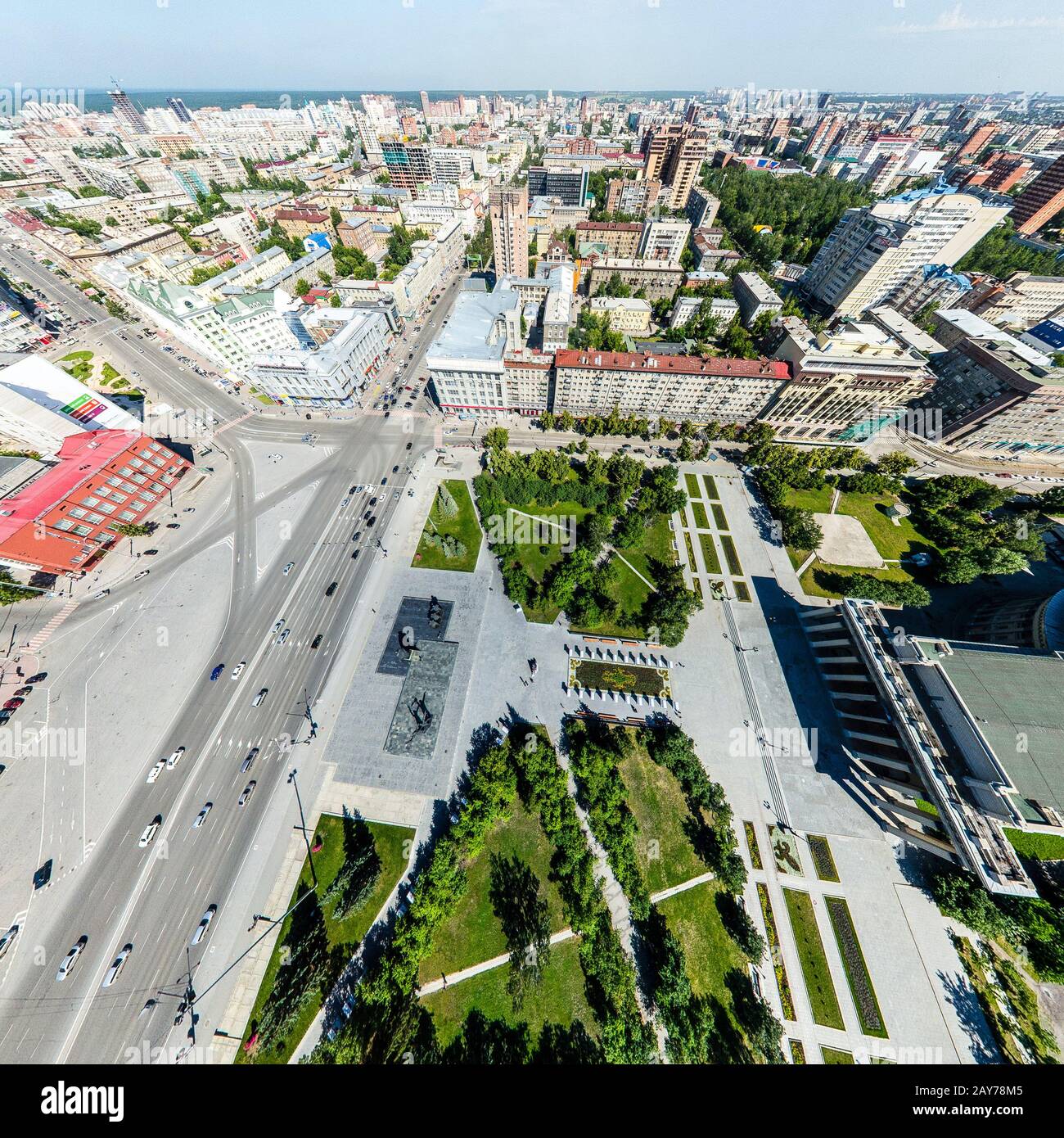 Aerial city view with roads, houses and buildings Stock Photo - Alamy
