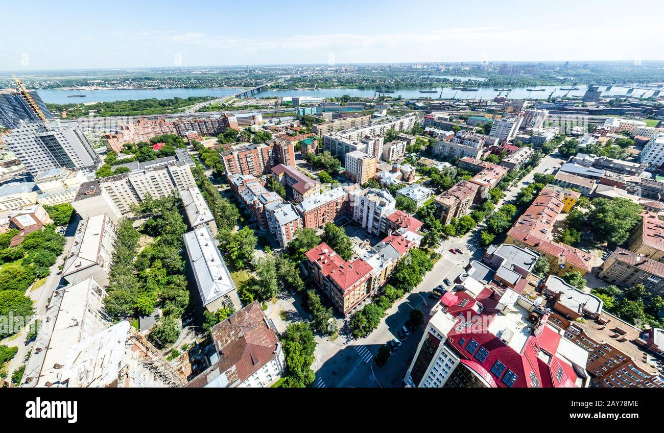 Aerial city view with roads, houses and buildings Stock Photo - Alamy