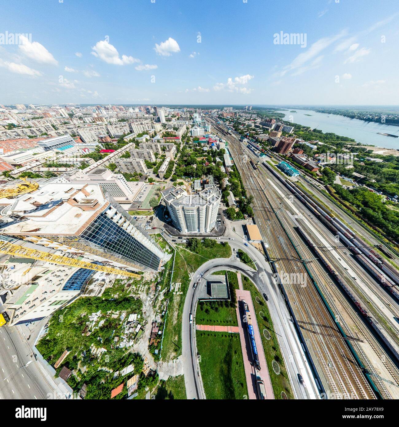 Aerial city view with roads, houses and buildings Stock Photo - Alamy